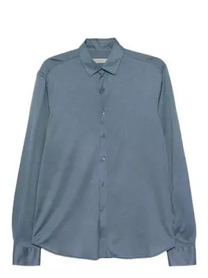Canali Long-sleeve Cotton-blend Shirt - Blue