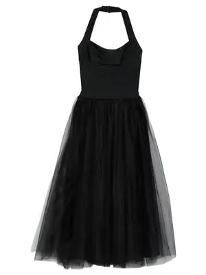 ATU BODY COUTURE Halterneck Tulle-skirt Midi Dress - Black