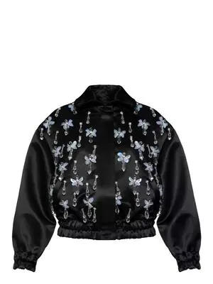 ANOUKI Crystal-embellished Bomber Jacket - Black