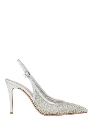 GIANVITO ROSSI Nikki Pointed-toe Mules - Silver - Fabric