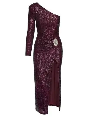 NISSA Sequin-embellished One-shoulder Maxi Dress - Red