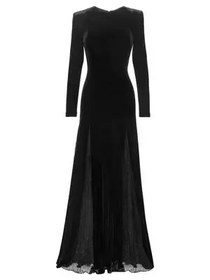 NISSA Beaded Panelled Maxi Dress - Black