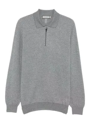 Canali Polo-collar Merino Wool Sweater - Grey