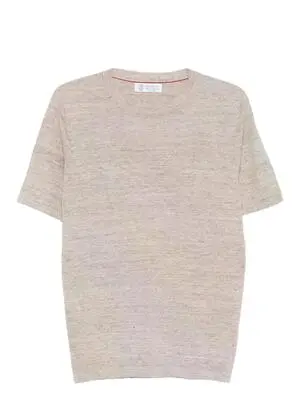 Brunello Cucinelli Short-sleeve Knitted T-shirt - Neutrals