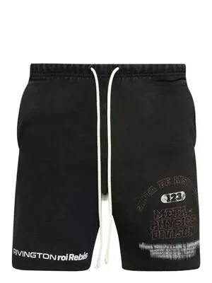 RRR123 Graphic-print Drawstring Shorts - Black