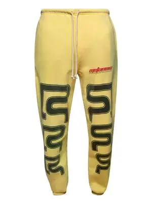 RRR123 Drawstring Graphic-print Trousers - Yellow