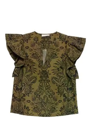 Ulla Johnson Ruffled Floral-pattern Blouse - Green