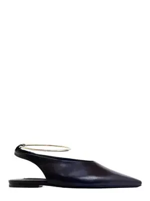 JIL SANDER 35mm Pointed-toe Ring-detail Ballet Flats - Black