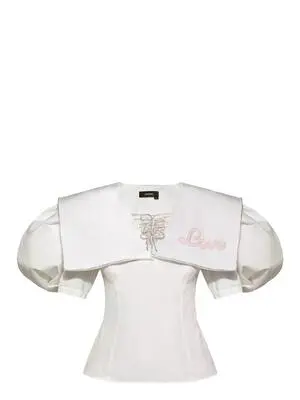 ANOUKI Embroidered Cotton Blouse - White