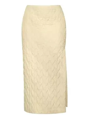 ANOUKI Quilted Midi Skirt With Slit - Yellow