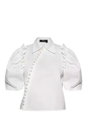 ANOUKI Embellished Ruffled Shirt - White