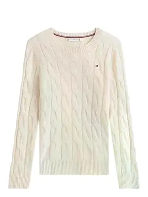 Tommy Hilfiger Cable-knit Logo-detail Sweater - Neutrals