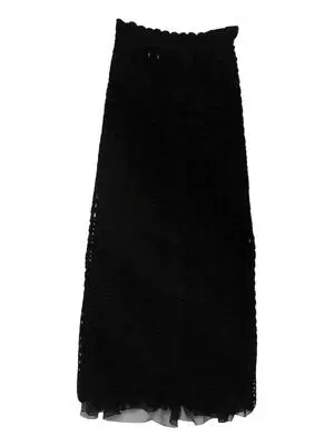 ATU BODY COUTURE Crochet Trim Midi Skirt - Black