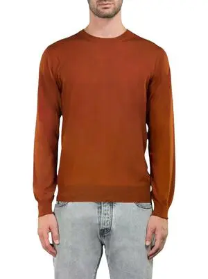 MOORER Orvieto Crew-neck Long-sleeve Sweater - Brown