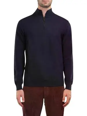 MOORER Half-zip Turtleneck Sweater - Blue
