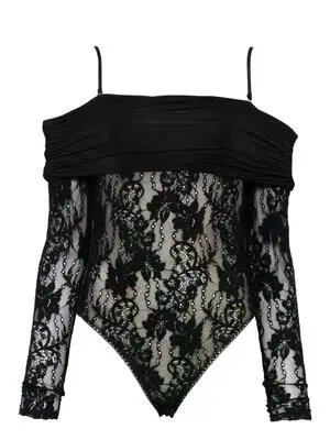 Zimmermann Rebellion Draped Lace Bodysuit - Black