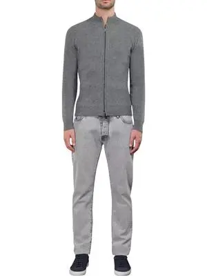 MOORER Dean Zip Cardigan - Grey
