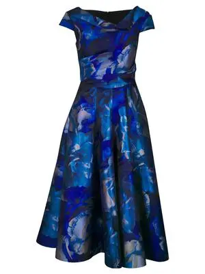 Talbot Runhof Floral-print Midi Dress - Blue