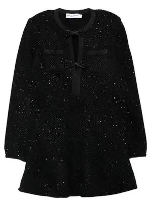 SELF-PORTRAIT Sequin Bow Mini Dress - Black