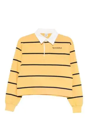 SPORTY & RICH Striped Long-sleeved Polo Top - Yellow