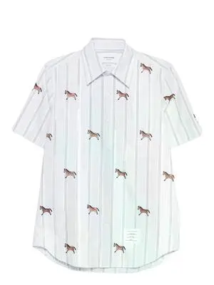 Thom Browne Horse Print Striped Shirt - Blue