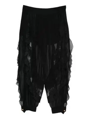 Zimmermann Rebellion Ruffled Lace Trousers - Black