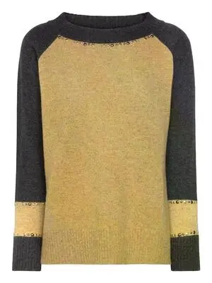 ELENA MIRO` Embellished Panelled Knitwear - Yellow