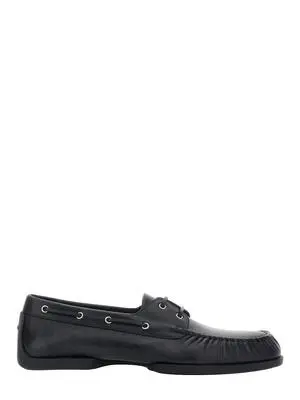JIL SANDER Leather Boat Shoes - Black