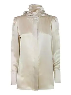 Liviana Conti Edna Tie-neck Long-sleeve Shirt - Neutrals