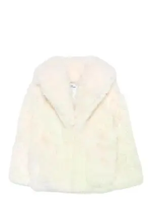SELF-PORTRAIT Faux-fur Coat With Wide Lapel And Patch Pockets - White