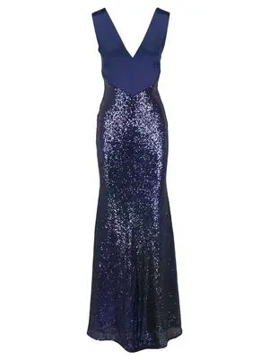 Kiton Sequin-embellished V-neck Dress - Blue