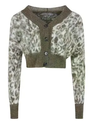 D.exterior Animal-pattern Cardigan - White