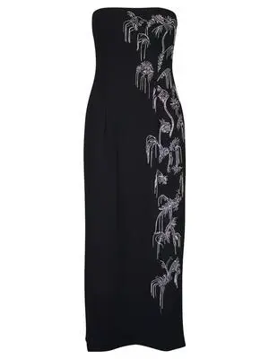 Lela Rose Embellished Strapless Midi Dress - Black