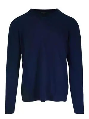 Kinross Cashmere V-neck Sweater With Ribbed Trims - Blue