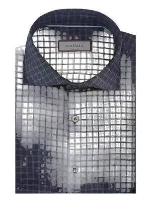 Canali Checked Buttoned Shirt - Blue
