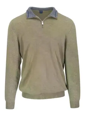 Fedeli Zip Collar Polo Shirt - Green
