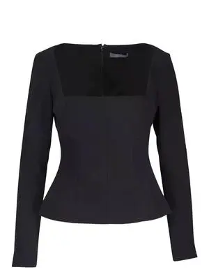 Lela Rose Square-neck Top - Black