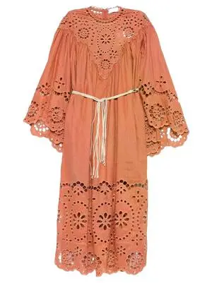 Zimmermann Awaken Embroidered Midi Dress - Orange