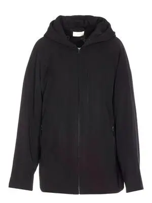THE ROW Zip-up Hooded Coat - Black