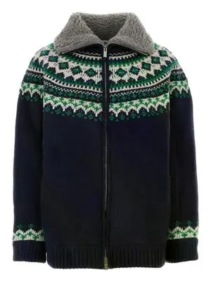 Miu Miu Fair Isle Wool Cardigan - Blue