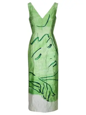 Erdem Abstract-print Midi Dress - Green