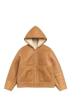 StÜssy Shearling Hooded Jacket Tan