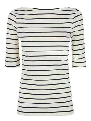 Ralph Lauren Striped Boat Neck T-shirt - Neutrals