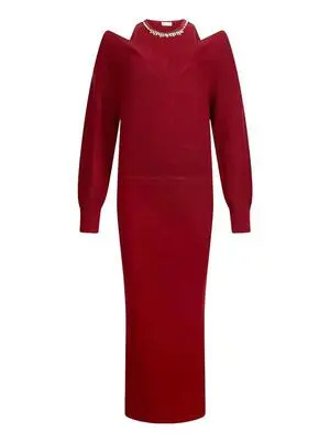Liu Jo Embellished V-neck Knit Dress - Red