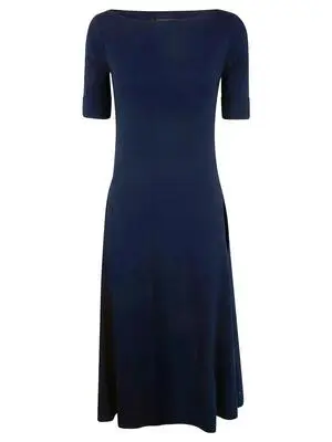 Ralph Lauren Boat-neck Midi Dress - Blue