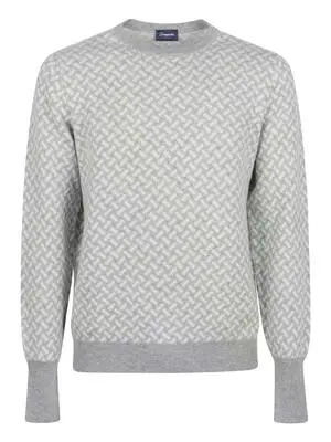 DRUMOHR Patterned Round Neck Sweater - Grey