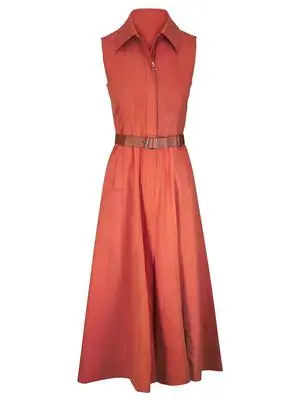 Akris Collared Belted Midi Dress - Orange