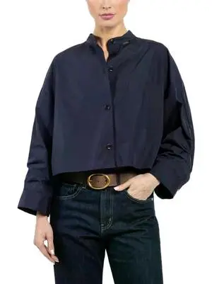 TWP Buttoned Collarless Shirt - Blue