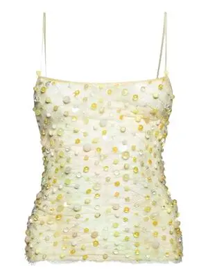 ROBERTA EINER Beaded Fishnet Top - Neutrals