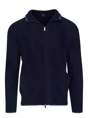 Fedeli Cable Knit Zip Cardigan - Blue